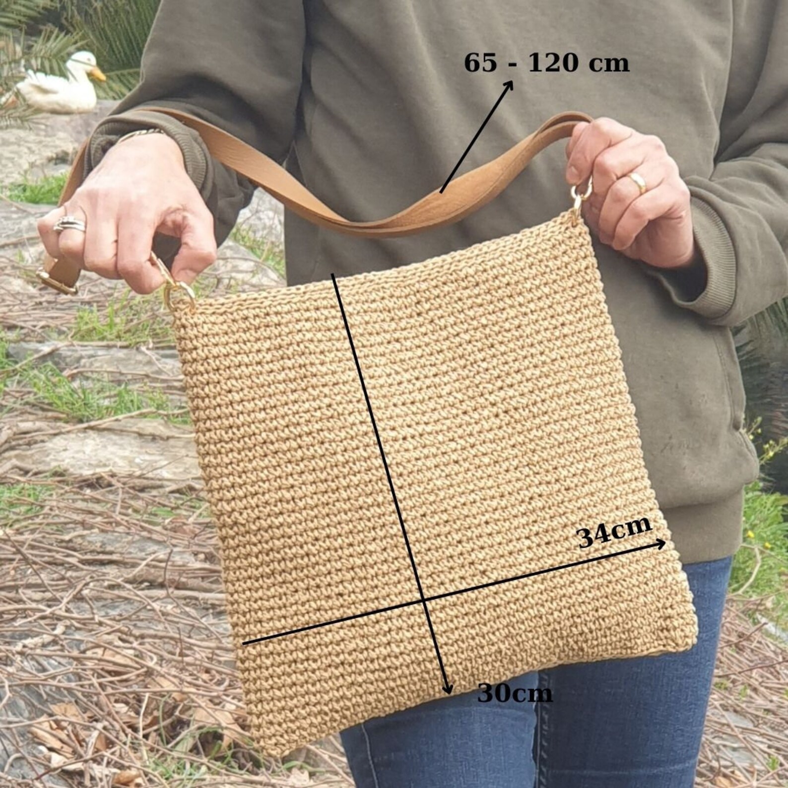 Paper Yarn Bag, Straw Crossbody Bag, Handmade Bag With Adjustable Strap ...