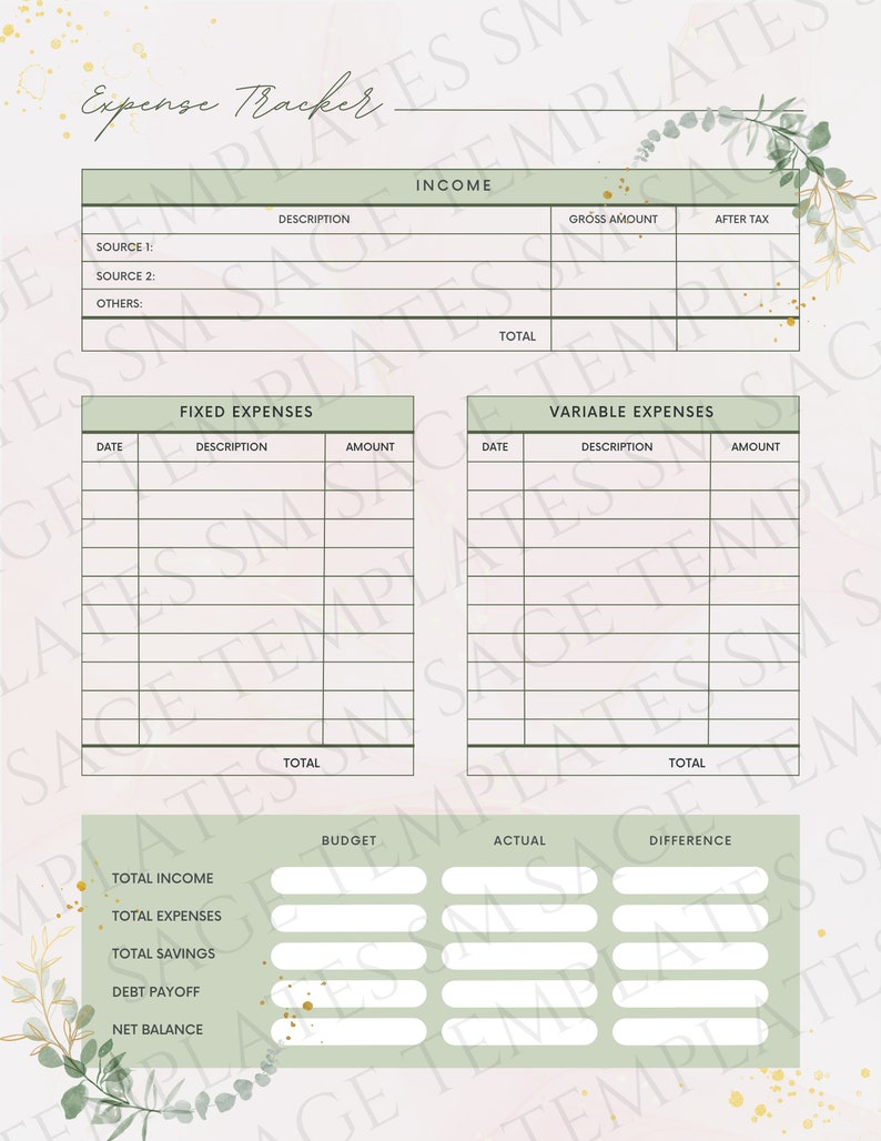 Expense Tracker | Budget Planner | Downloadable PDF - Etsy