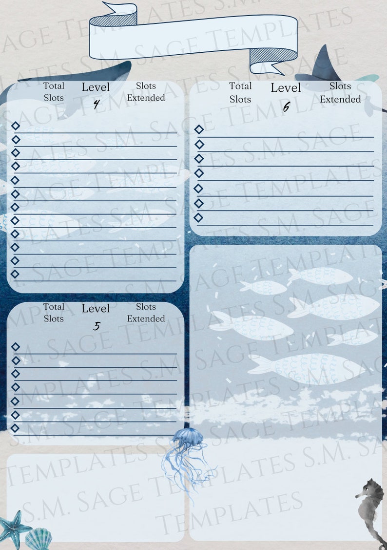 A7 Watercolor Underwater Dnd Character Sheet / D&D / Character Journal ...