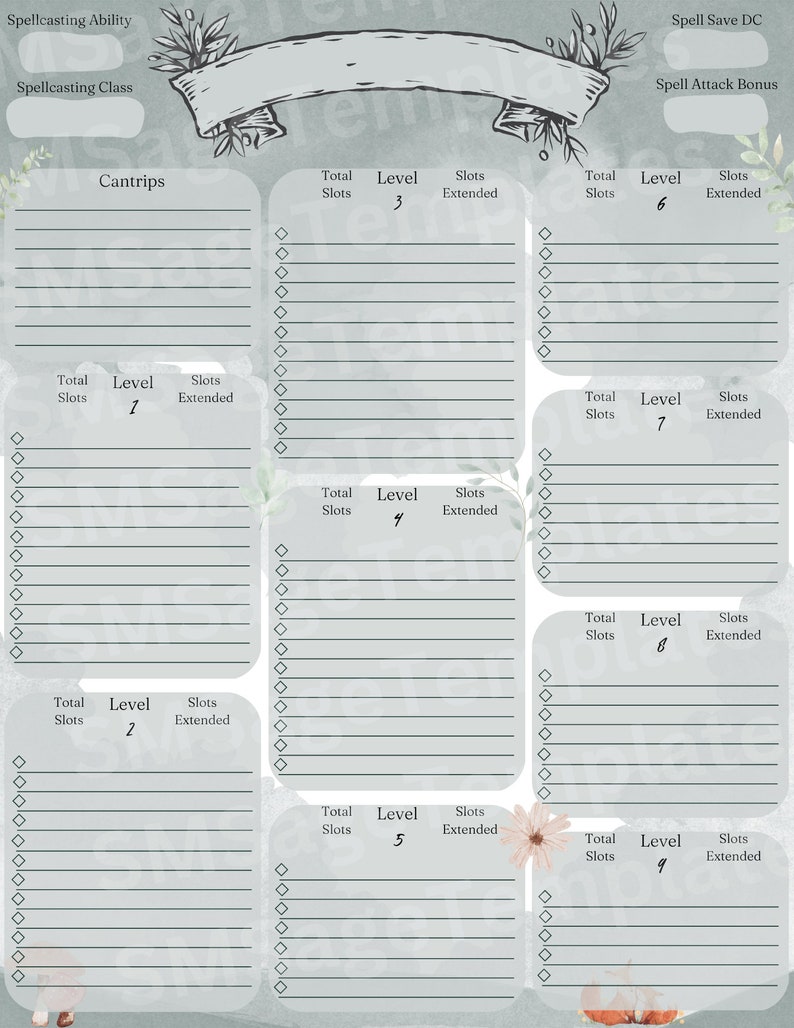 Watercolor Floral Dnd Character Sheet / D&D / Character Journal / PDF ...