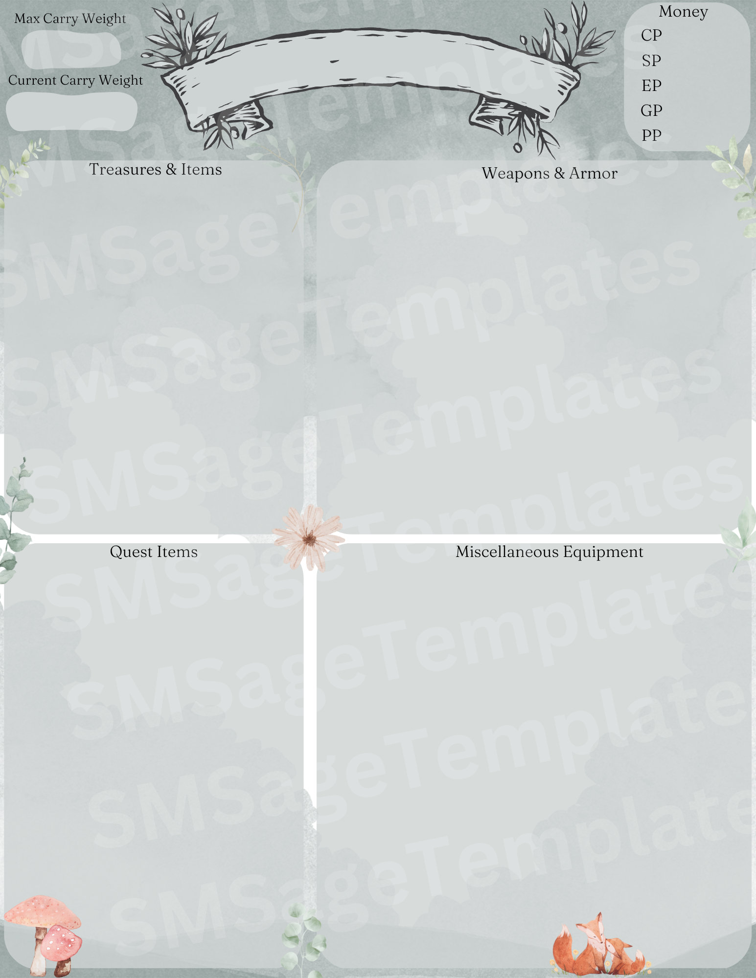 Watercolor Floral Dnd Character Sheet / D&D / Character Journal / PDF ...