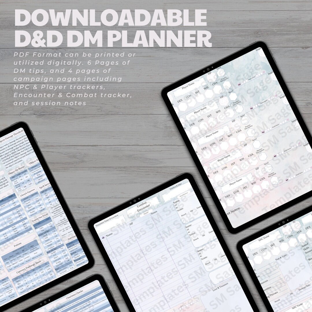 Downloadable D&D DM Planner LANDSCAPE | Watercolor Planner | Dungeon ...