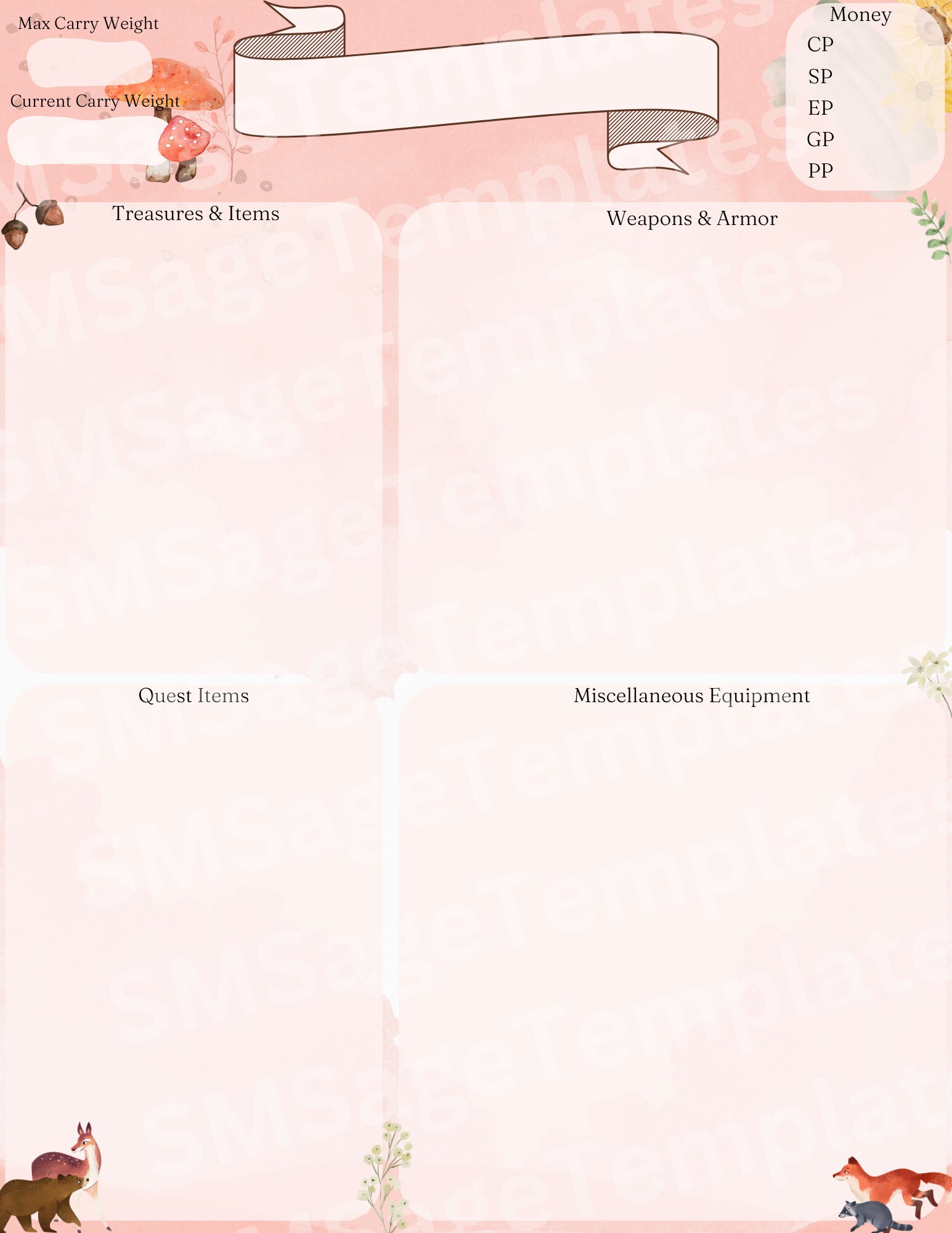 Watercolor Cottagecore Dnd Character Sheet / D&D / Character Journal ...