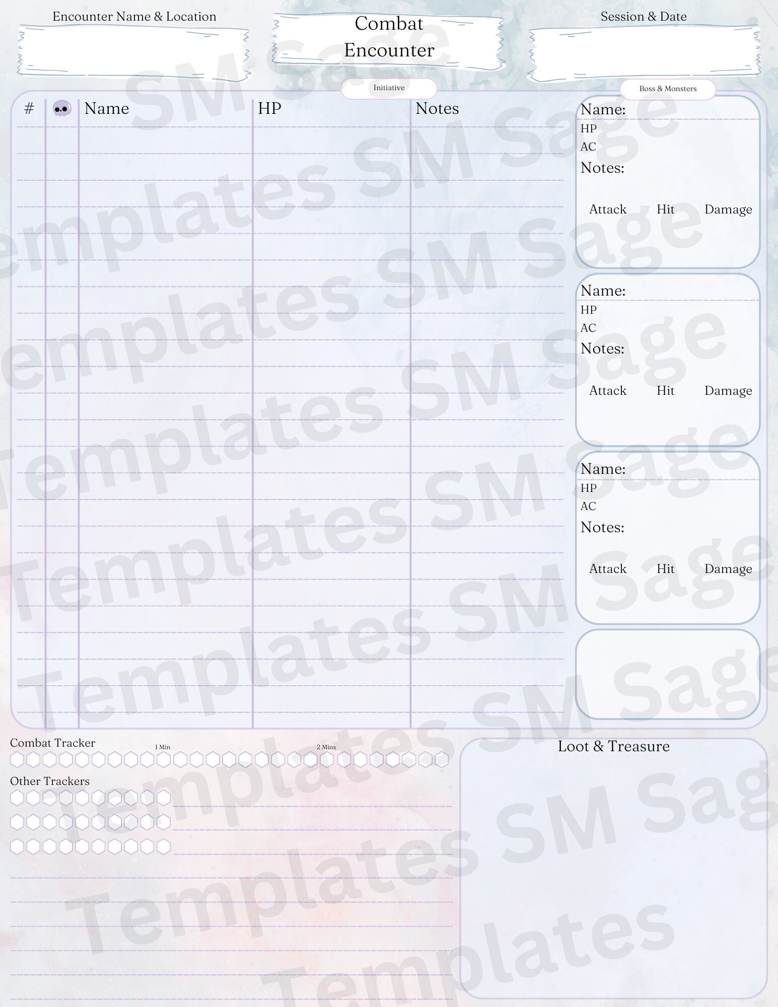 Downloadable D&D DM Planner LANDSCAPE | Watercolor Planner | Dungeon ...