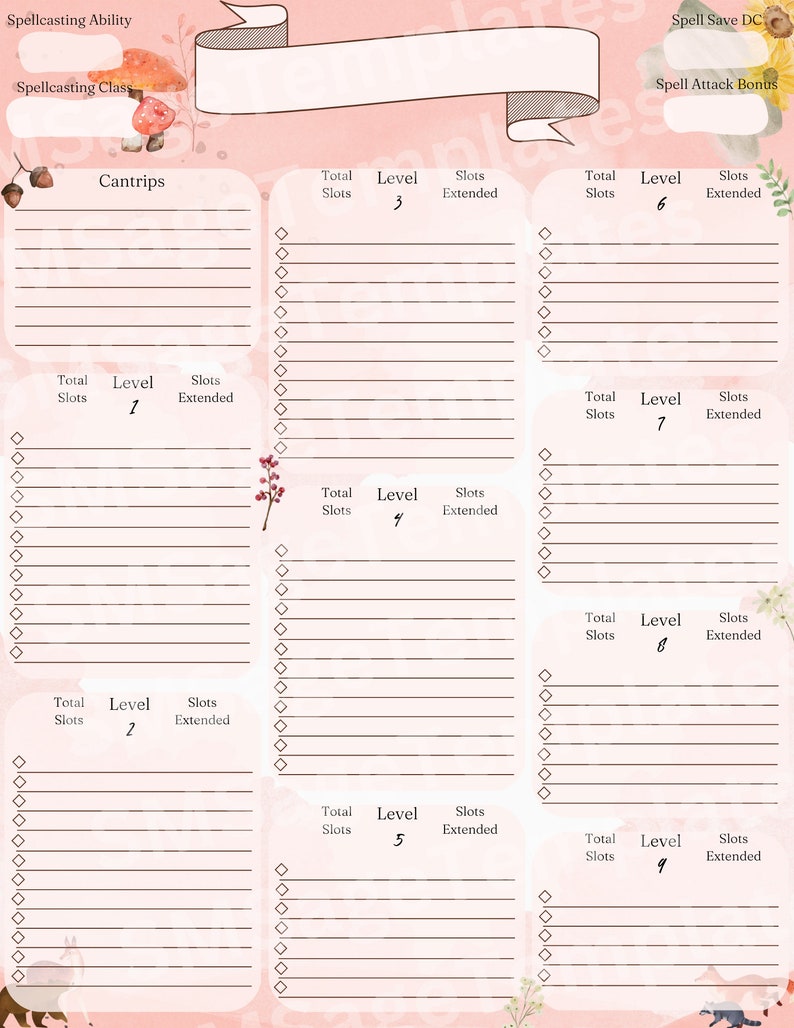 Watercolor Cottagecore Dnd Character Sheet / D&D / Character Journal ...