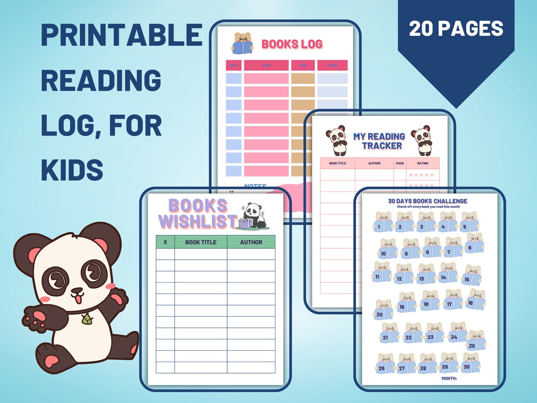 Kids Reading Log Kids Reading Tracker Kids Reading Journal - Etsy