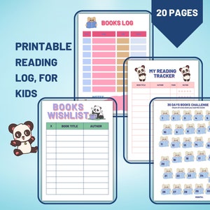 Kids Reading Log Kids Reading Tracker Kids Reading Journal Reading Log ...