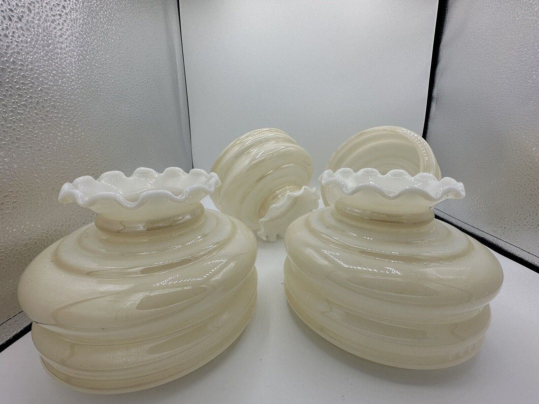 RARE | Vintage Honey Luster Shades (4) 5" Height X 5 3/4" Fit Crystal ...