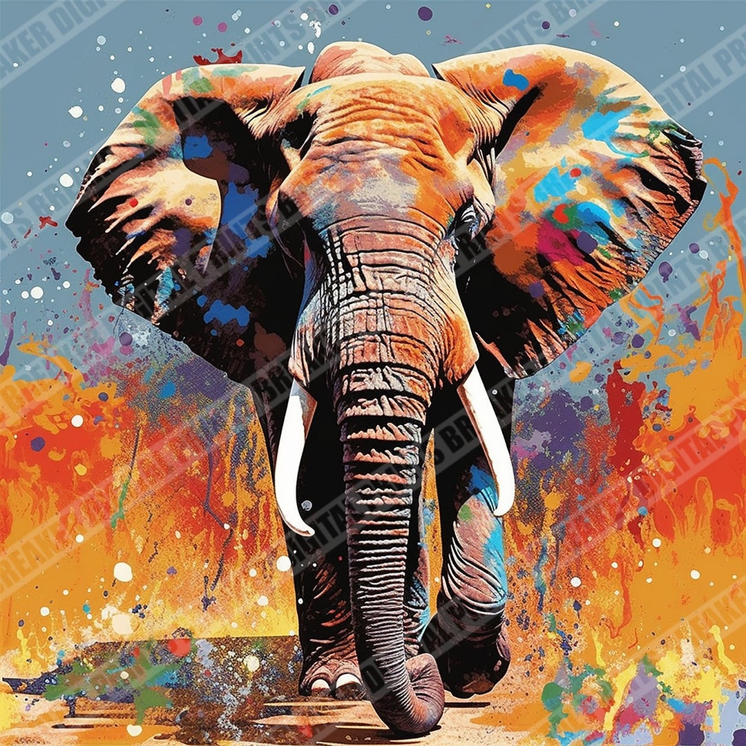 Abstract Colourful Elephant Digital Art Commercial Use High - Etsy