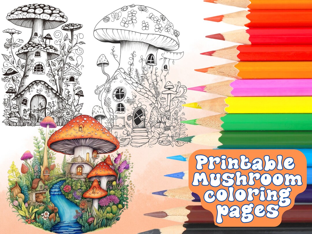 20 Cute Mushroom Coloring Book Pages Instant Download Adult Kid ...