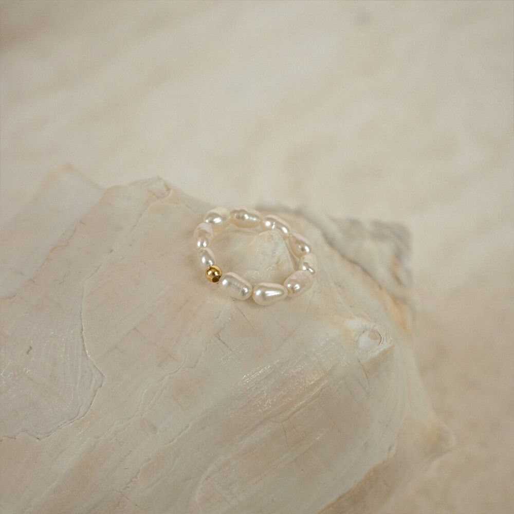 Freshwater Pearl Ring Pearl Beaded Ring Dainty Pearl Ring for Her Tiny ...