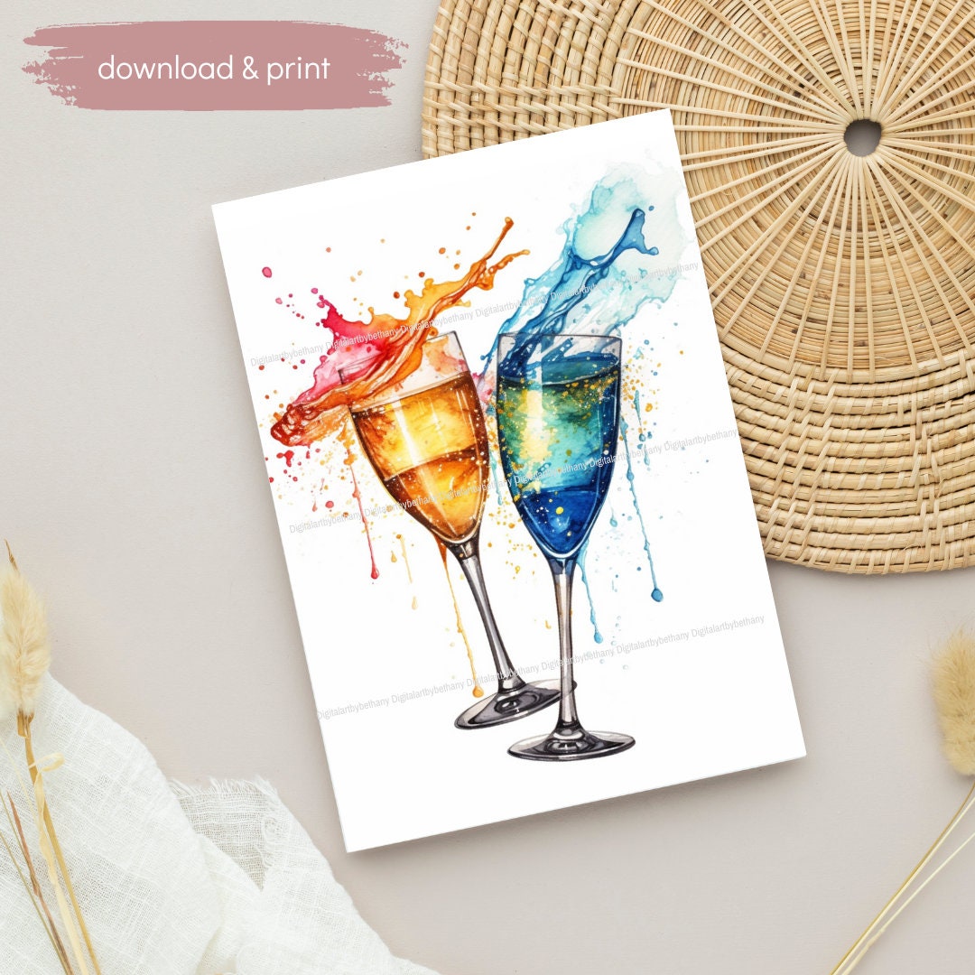5 Printable Watercolor Birthday Cards, Instant Digital Download, Greeting Cards - Etsy