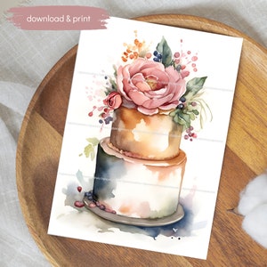 5 Printable Watercolor Birthday Cards, Instant Digital Download ...