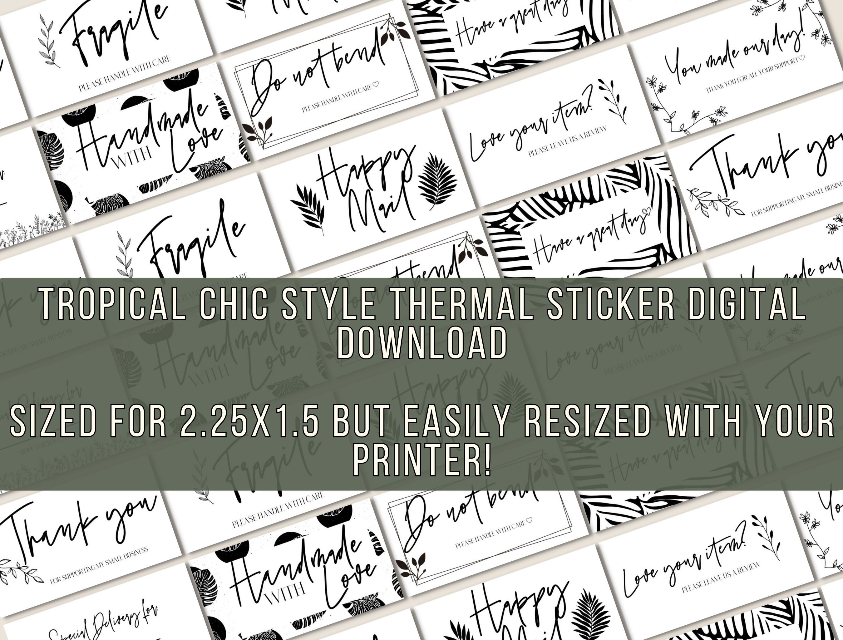 Botanical Chic Rollo Sticker Template, Thermal Label for Rollo or ...