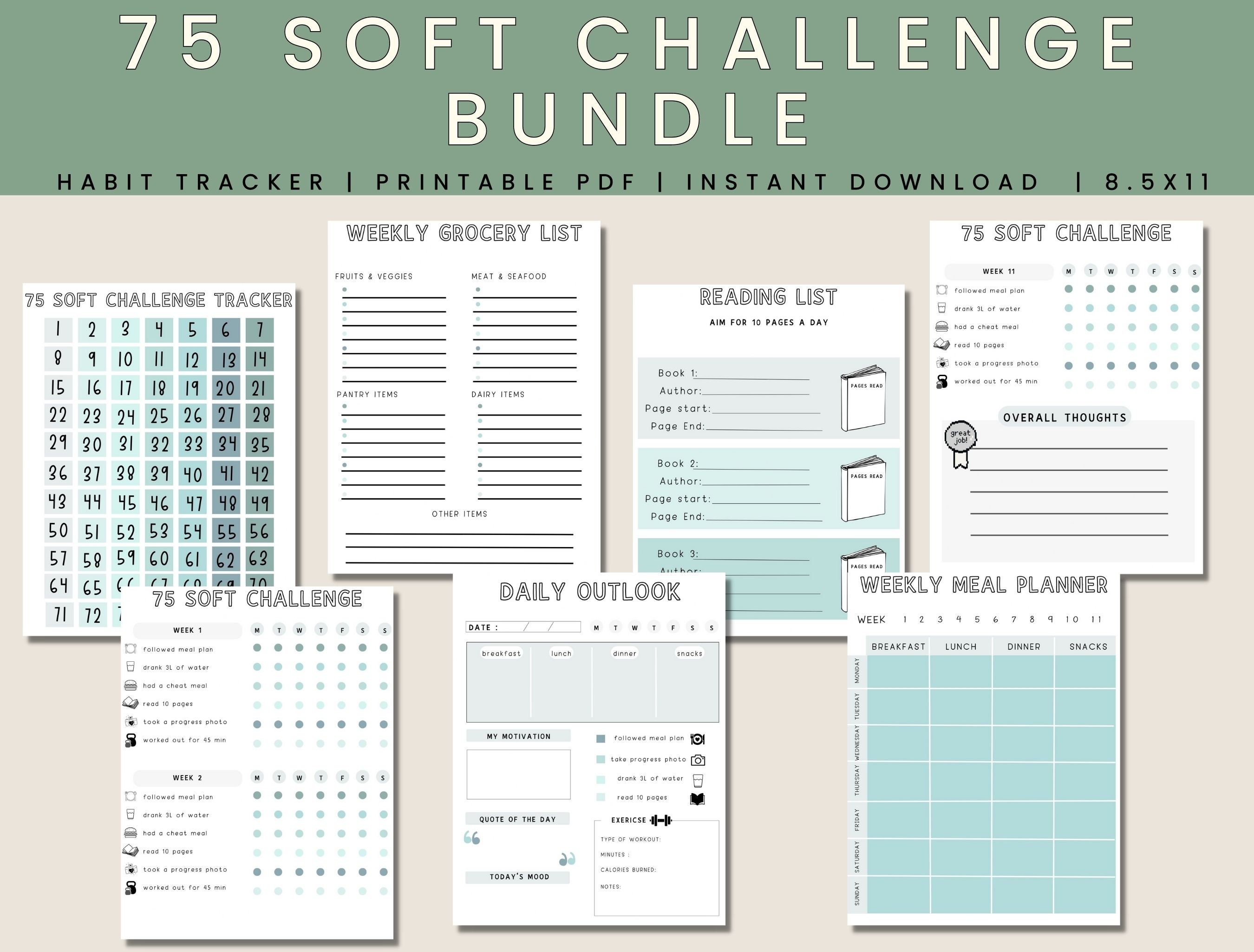 75 Soft Challenge Printable Pdf, Weightloss Tracker Printable Pdf, 75 ...
