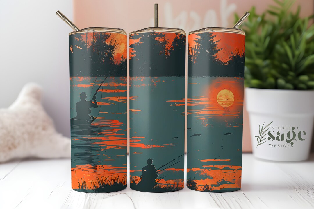 Manly Tumbler Wrap Fishing Sublimation Wrap 20 Oz Skinny Tumbler ...