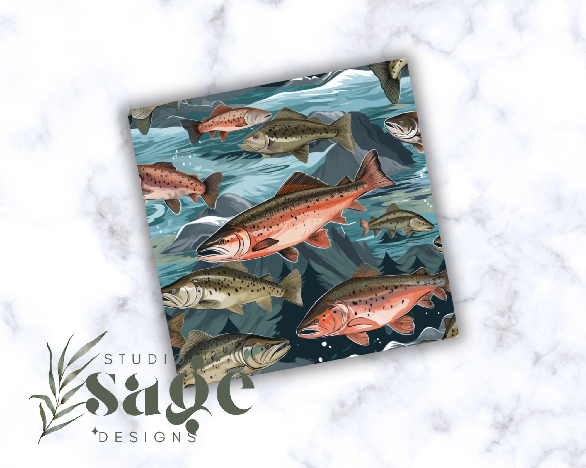 Manly Tumbler Wrap Trout Fish Wrap 20 Oz Skinny Tumbler Sublimation ...