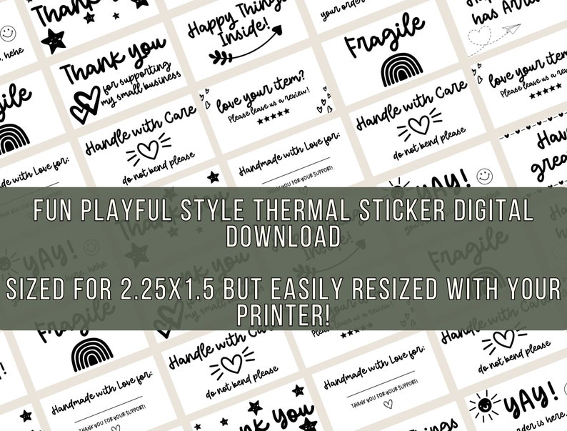 Cute Rollo Sticker Template, Thermal Label for Rollo or Munbyn, Digital ...
