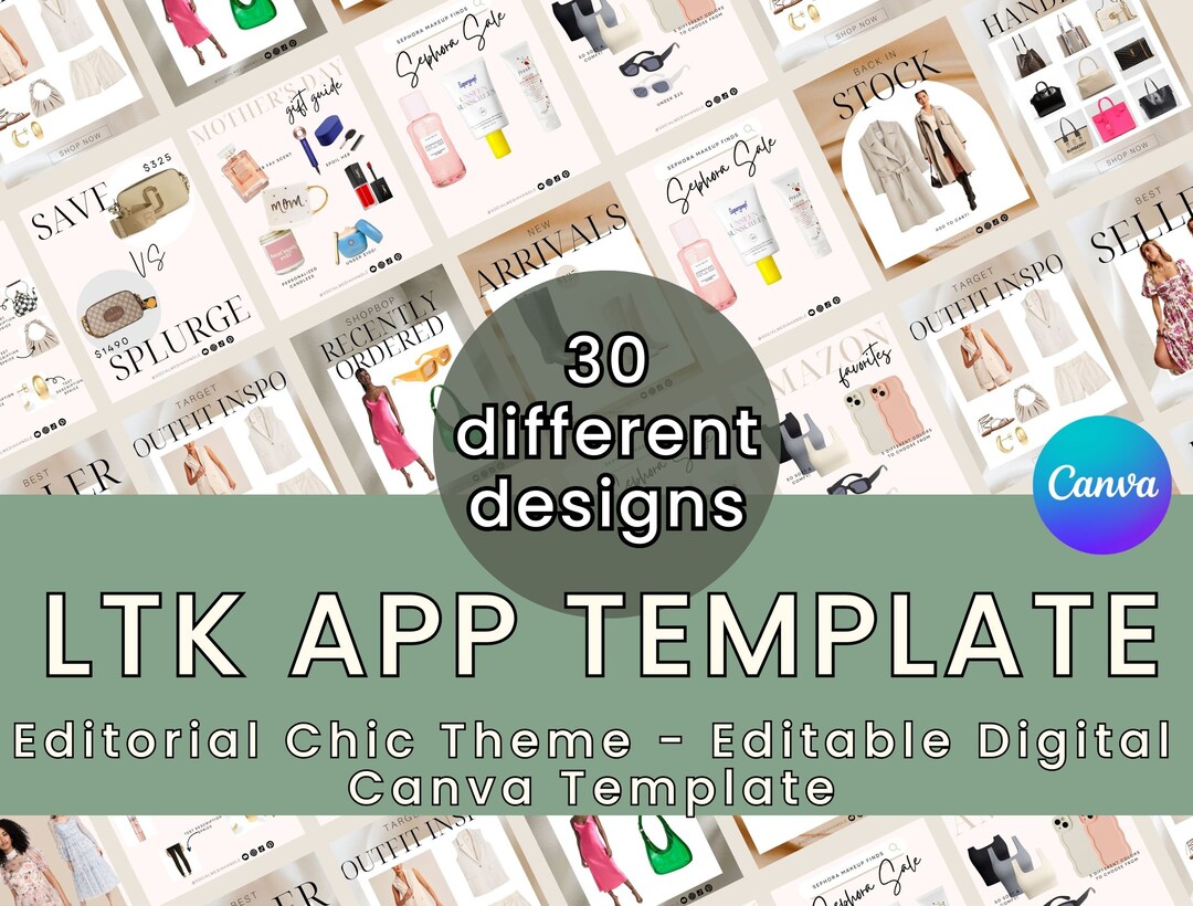 LTK Canva Template, Editorial Chic LTK Template, Digital LTK Editable Template, Canva Digital ...