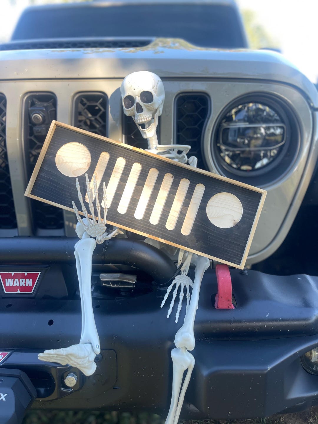 Iconic Jeep Grill Wood Sign Rustic Off-road Décor Enthusiasts Wall Desk ...