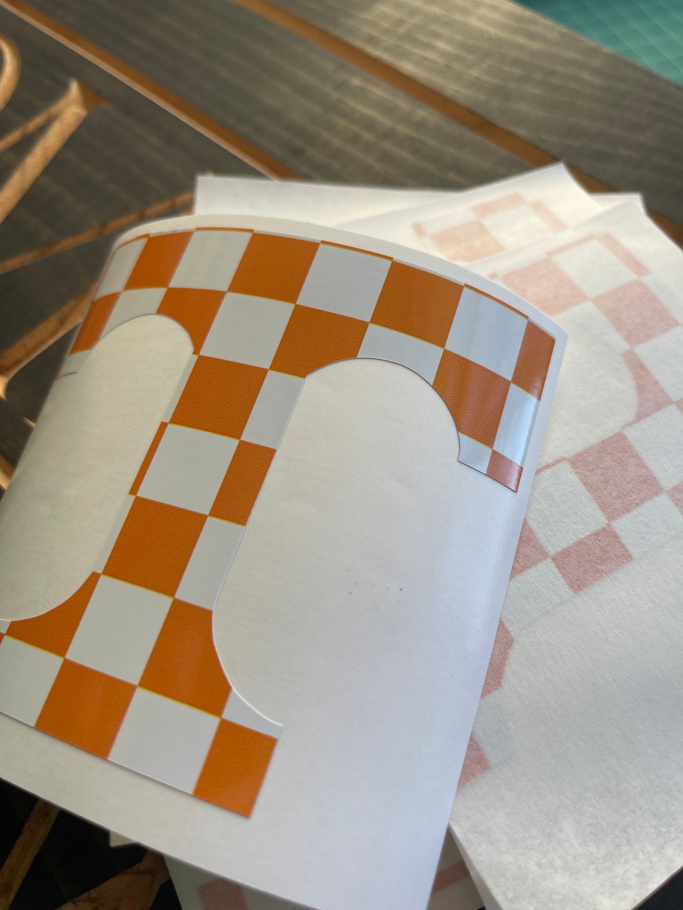 Tennessee UT Vols Checkered Orange and White Power T Decal Checkerboard ...