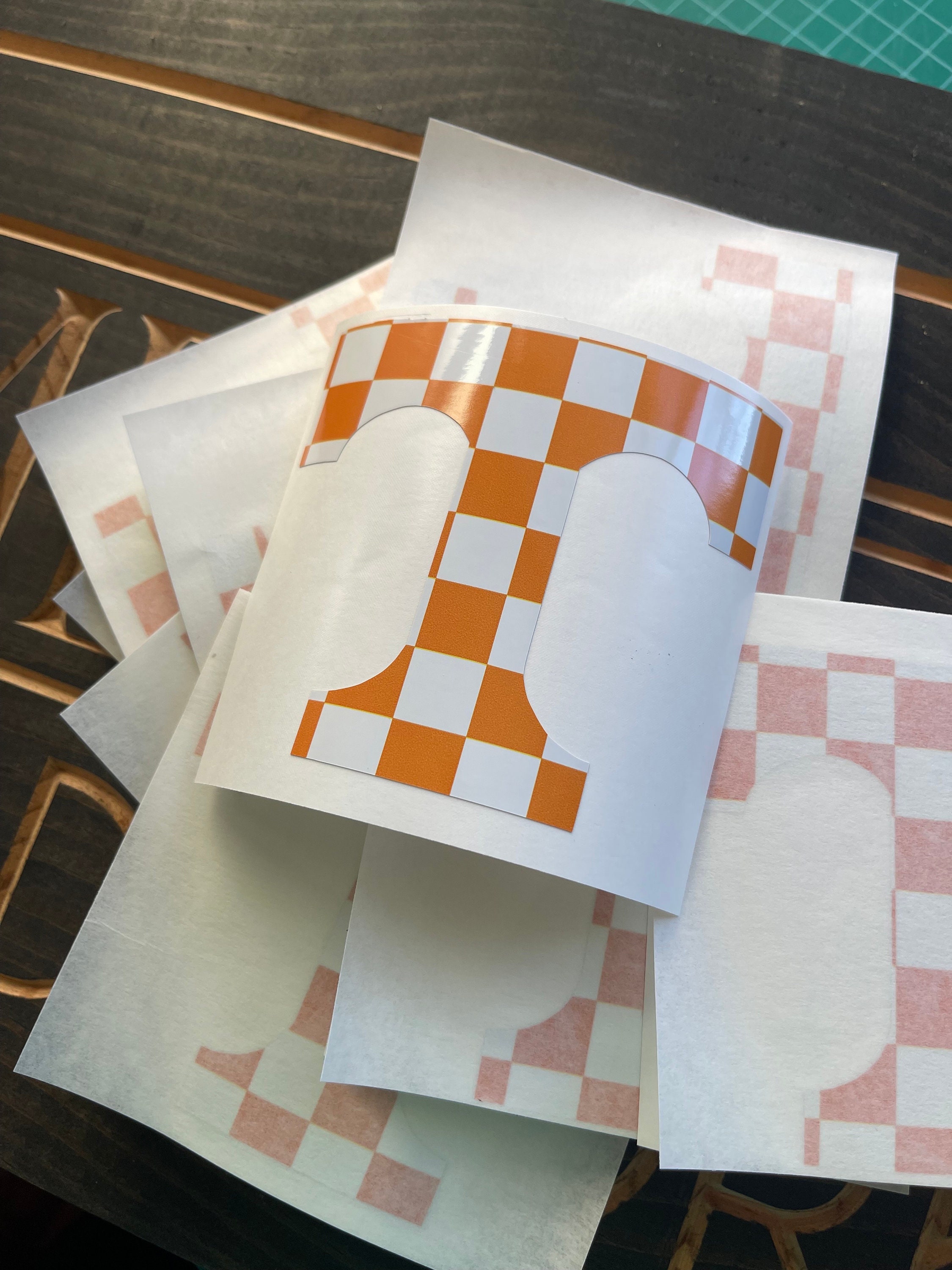 Tennessee UT Vols Checkered Orange and White Power T Decal Checkerboard ...