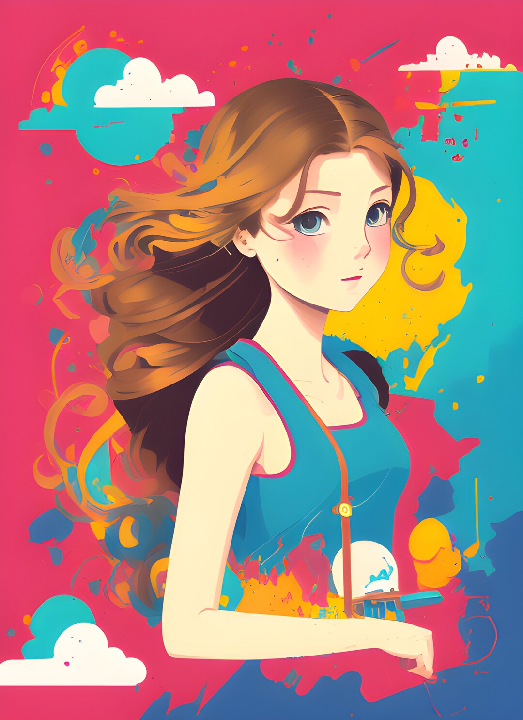 Digital Highly Detailed Illustration of Girl Cartoon Oil Painting Style ...