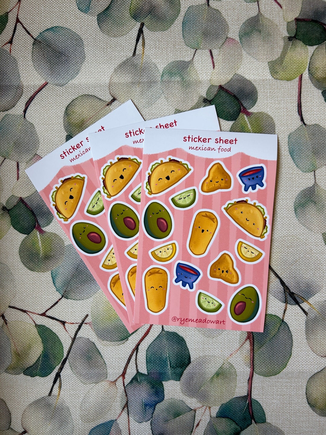 Cute Mexican Food Matte Sticker Sheet | Cute Kawaii Art Taco Burrito ...