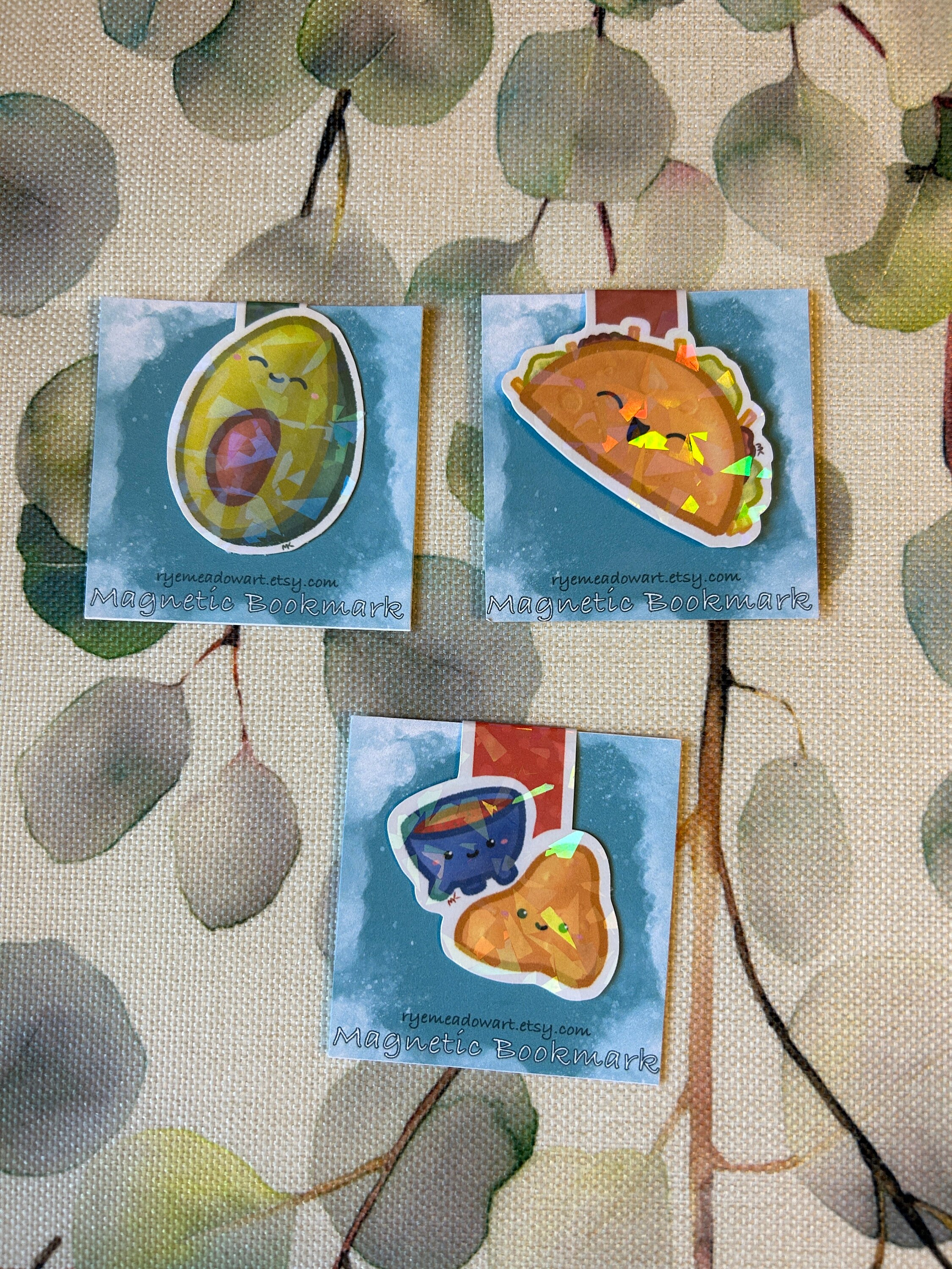 Mexican Food Taco Avocado Chips and Salsa Kawaii Magnetic Bookmark ...