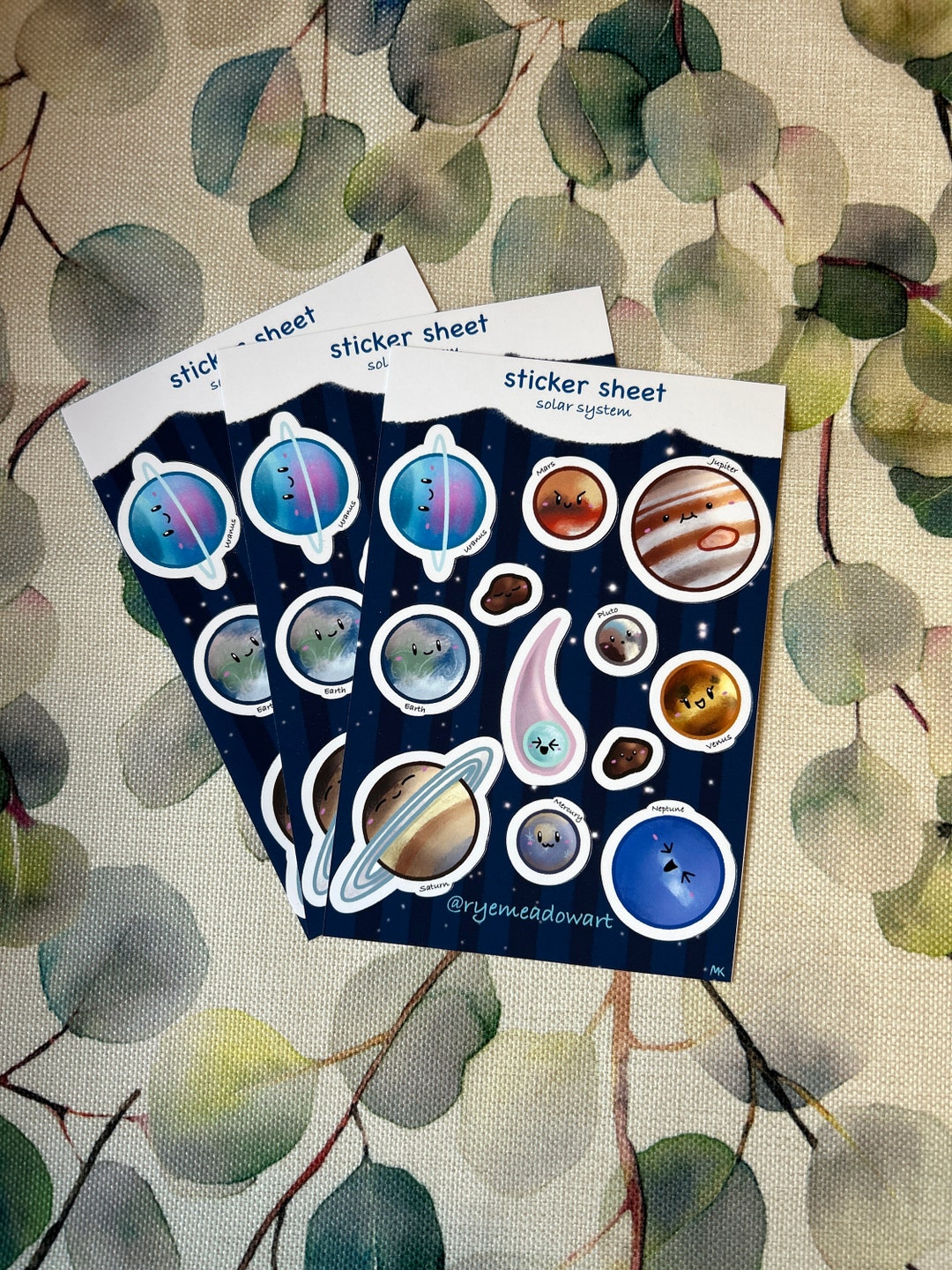 Cute Solar System Matte Sticker Sheet | Cute Kawaii Art Planets Stars ...
