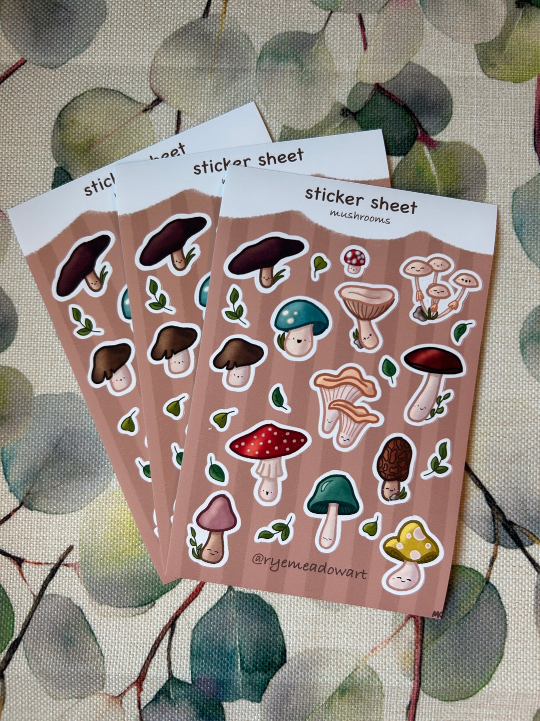 Cute Mushroom Matte Sticker Sheet | Cute Kawaii Art Fungi Botanical ...