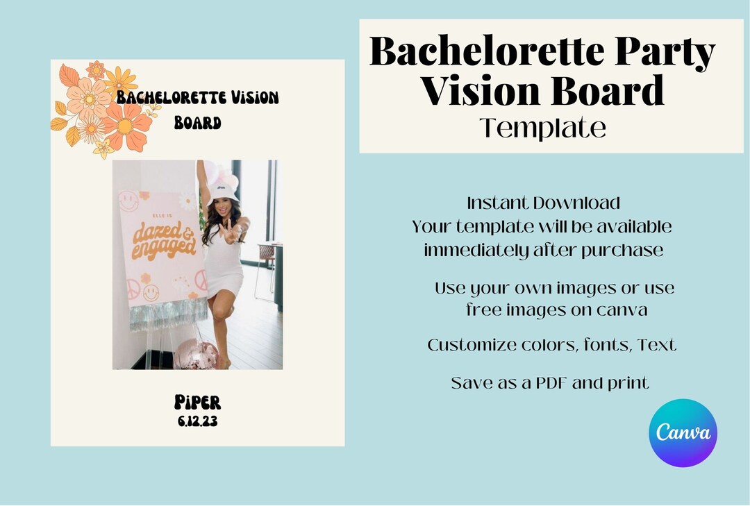 Bachelorette Vision Board Template digital Vision Board - Etsy