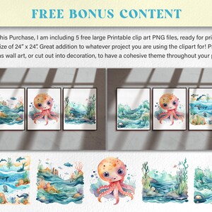 60 Ocean Watercolor Clipart Bundle Sea Creature Nursery Art Ocean Baby ...
