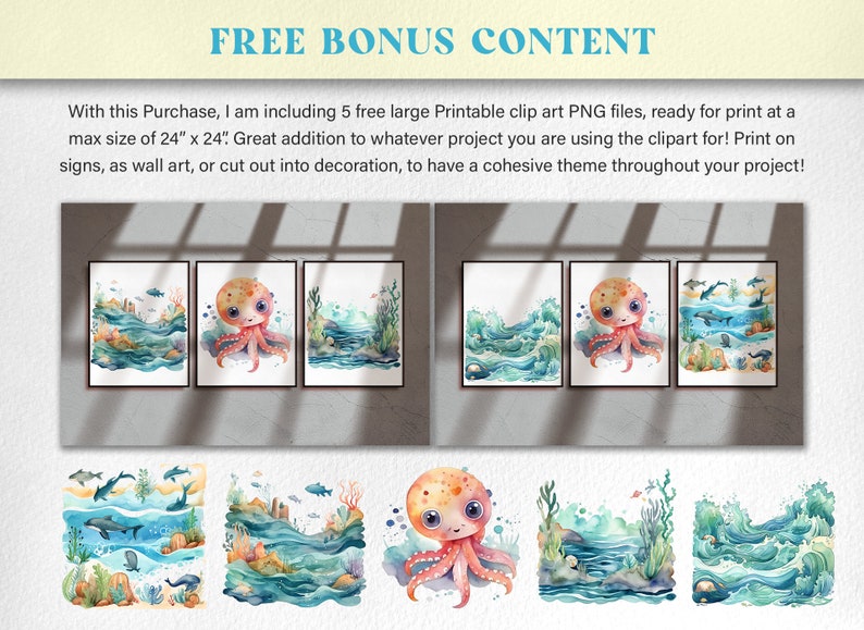 34 Ocean Animal Watercolor Clipart Sea Creature Nursery Art - Etsy