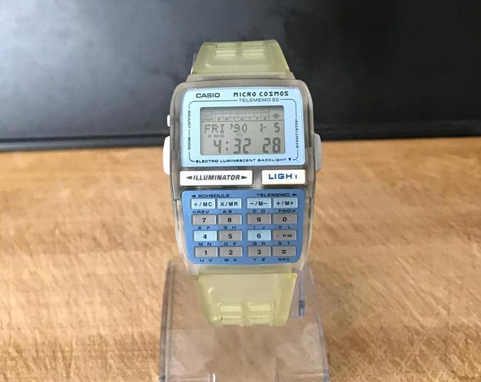 Vintage CASIO 1980 DBC-63 Micro Cosmos/calculator/watch/mens Watch/data Bank/hours/rare/remote ...
