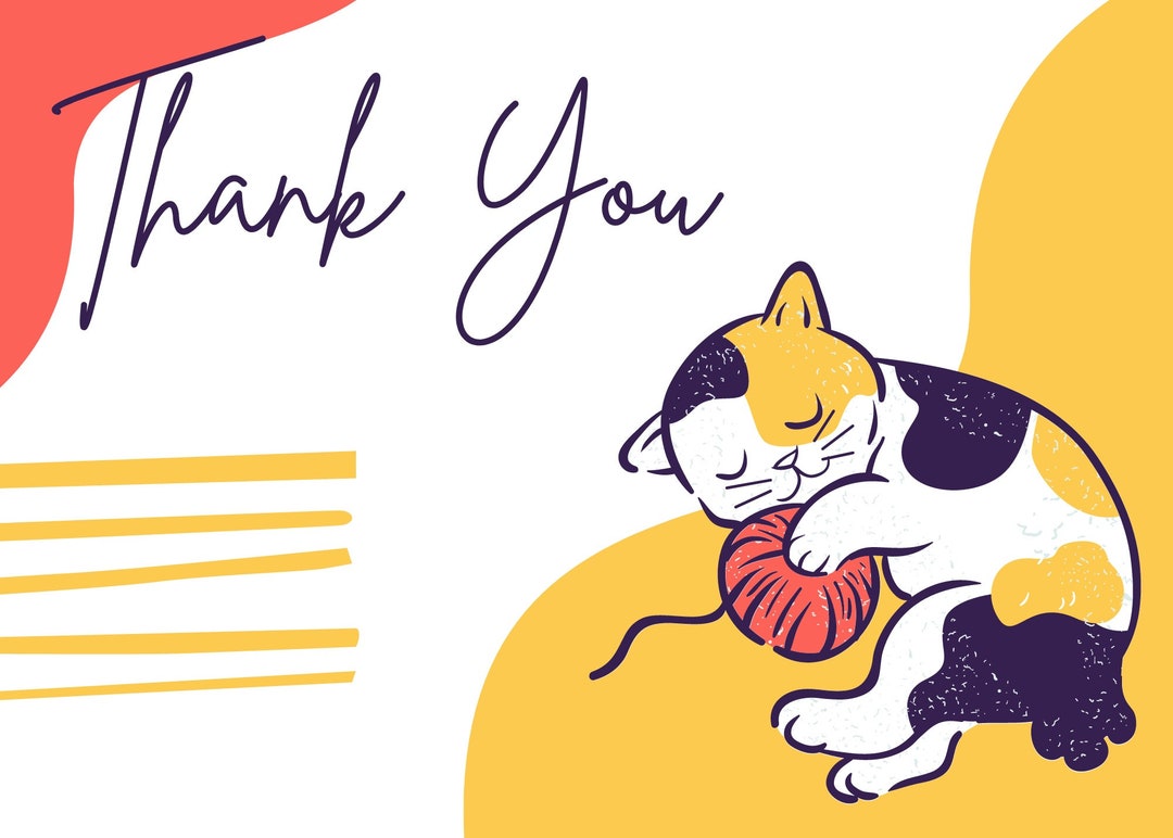 Thank You Cat Card - Etsy