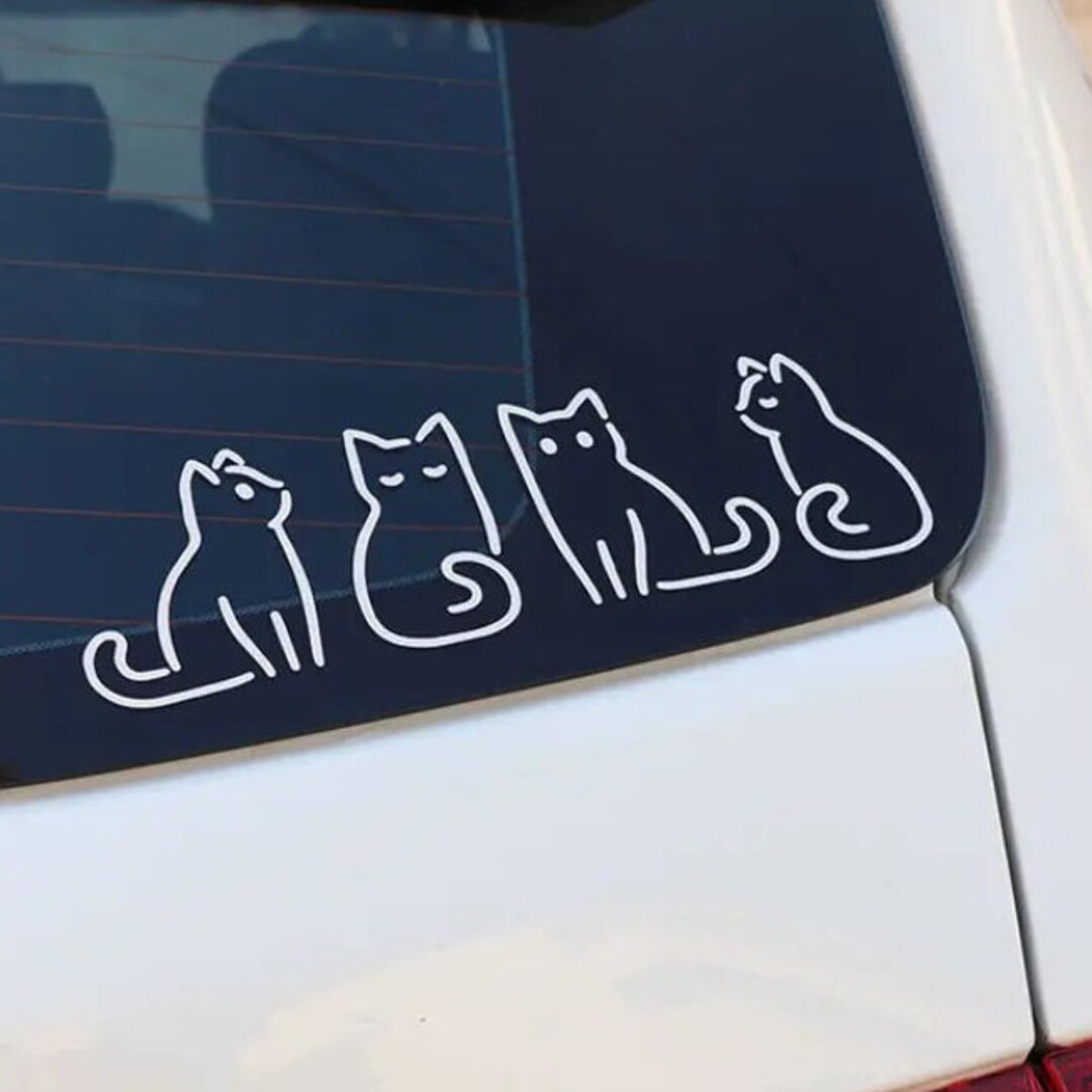 Black or White Four Cat Car Decal Beautiful Vinyl - Etsy