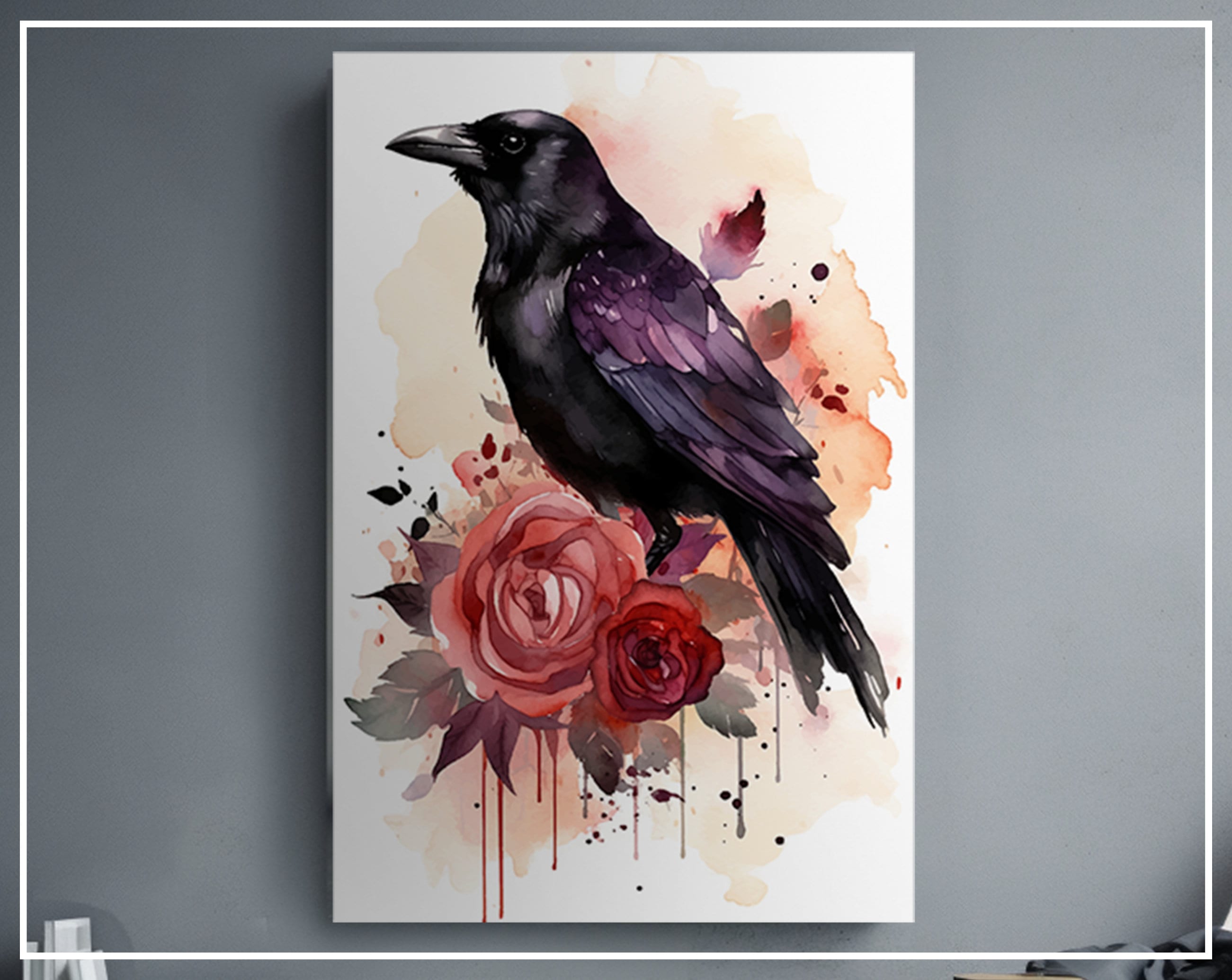 Raven and Roses Digital Art Print - Perfect for Gothic Decor, Baby ...
