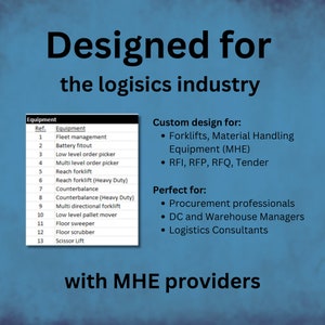 MHE Forklift Tender Specifications Excel Template - Etsy