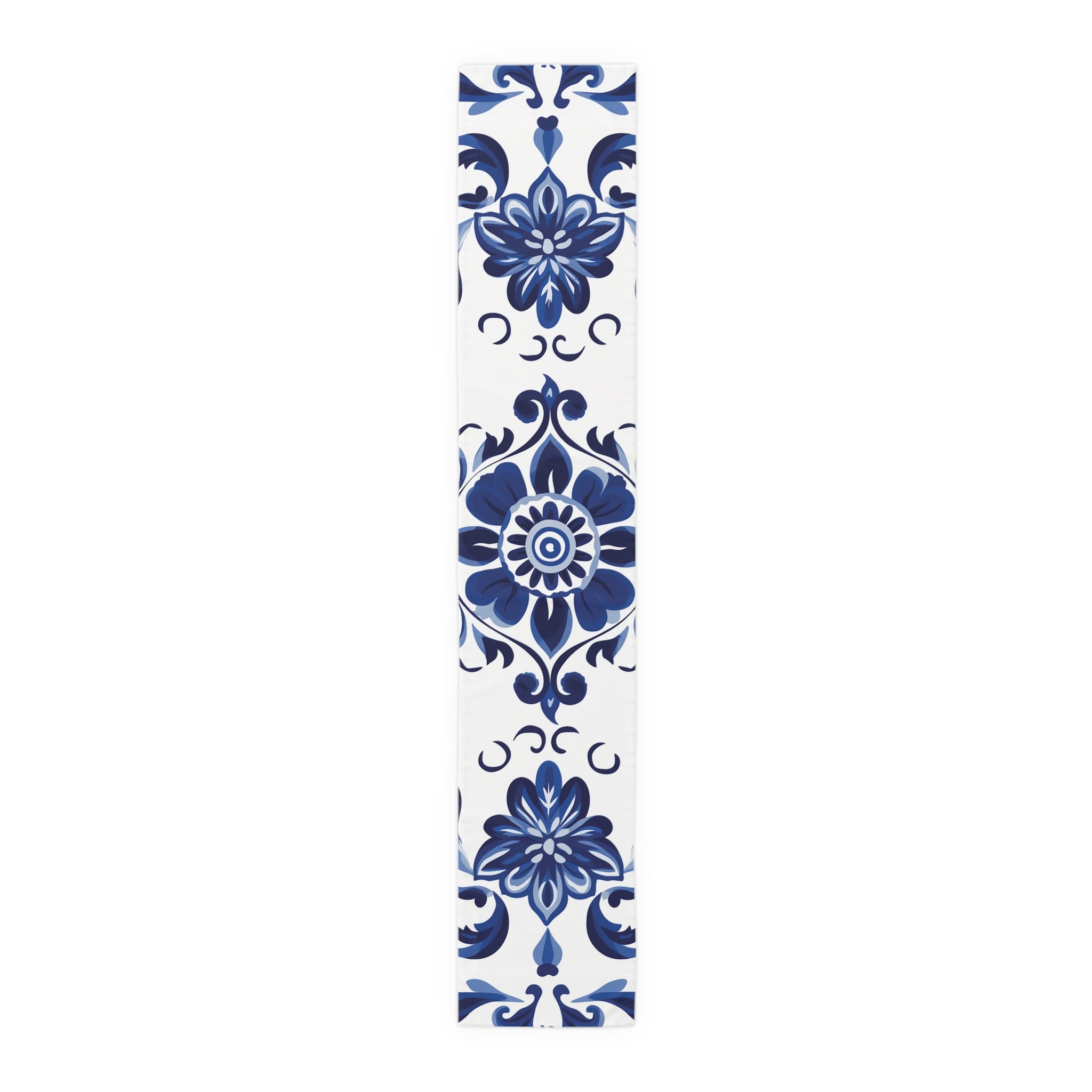 Blue & White Mosaic Table Runner With Russian Tile Design Elegant ...