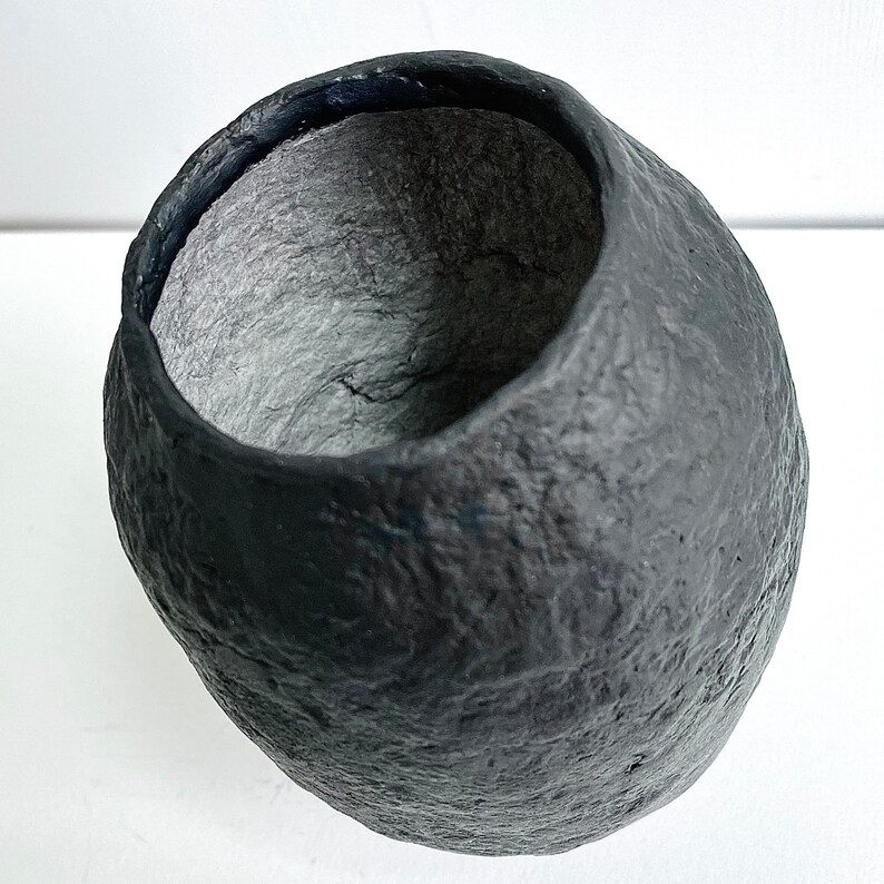 Rustic Black Vase Small Stone-textured Vessel Modern Minimalist Decor ...