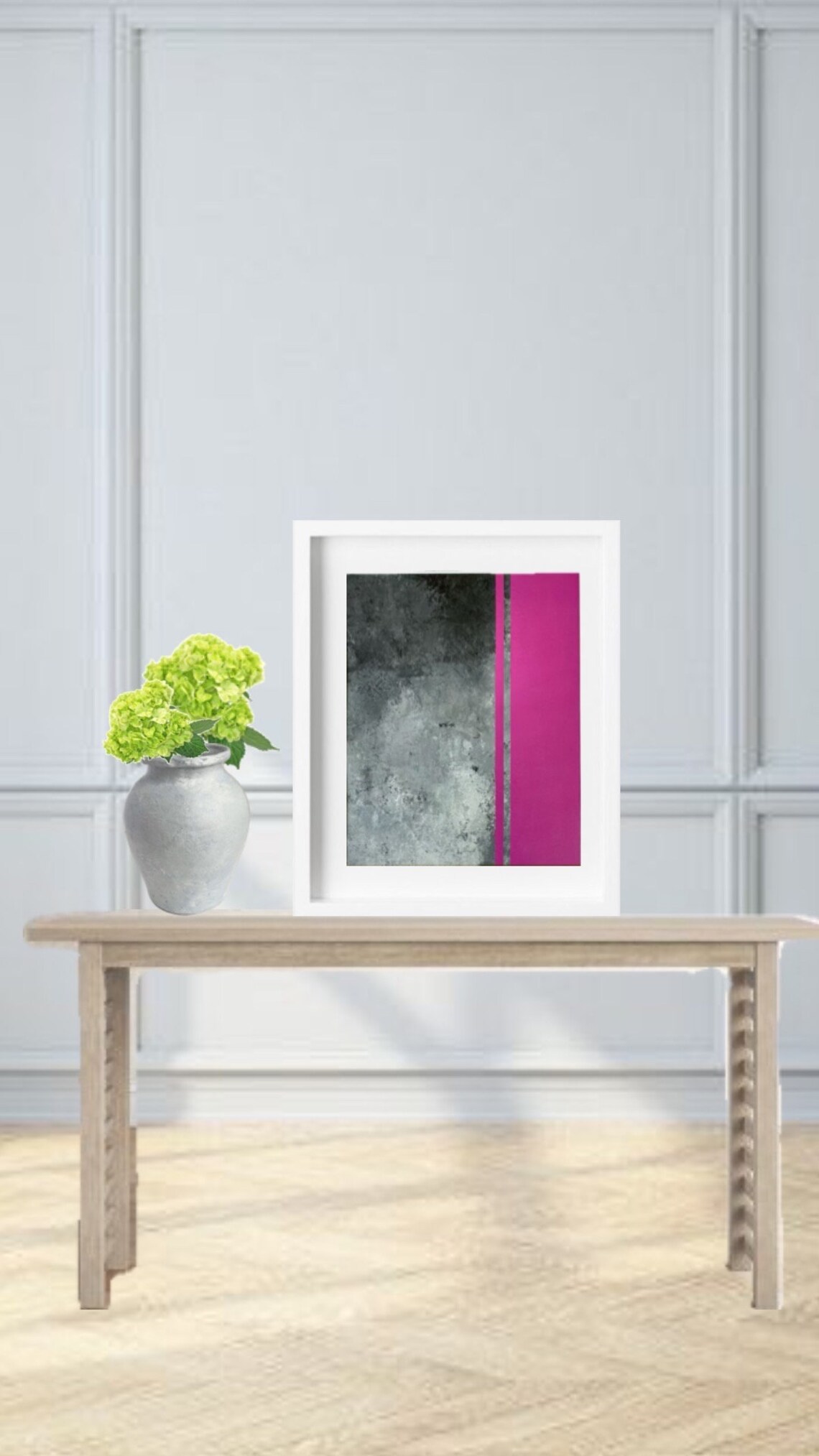 Fuschia and Gray Textured Abstract Painting 9x12 Original Acrylic ...