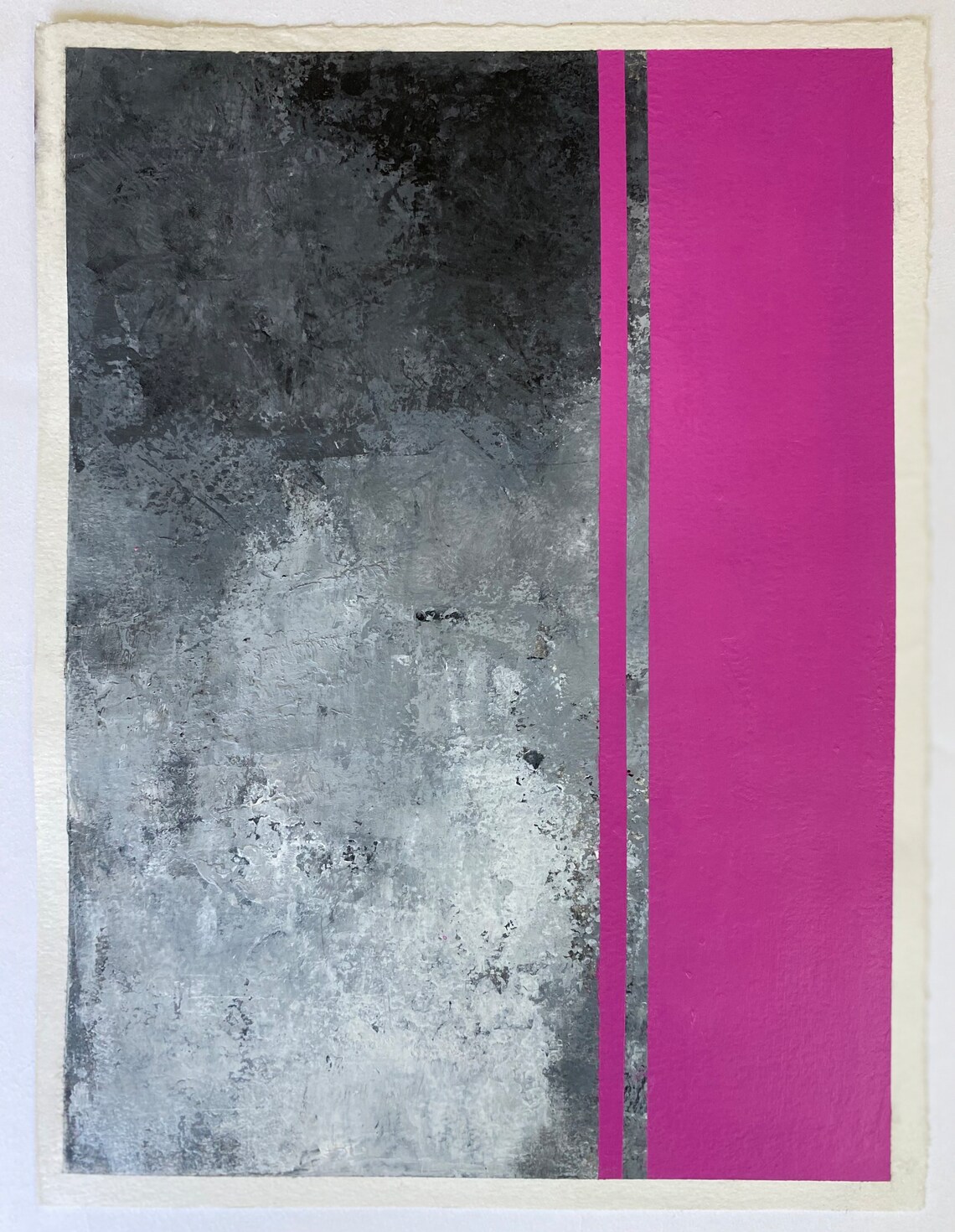 Fuschia and Gray Textured Abstract Painting 9x12 Original Acrylic ...