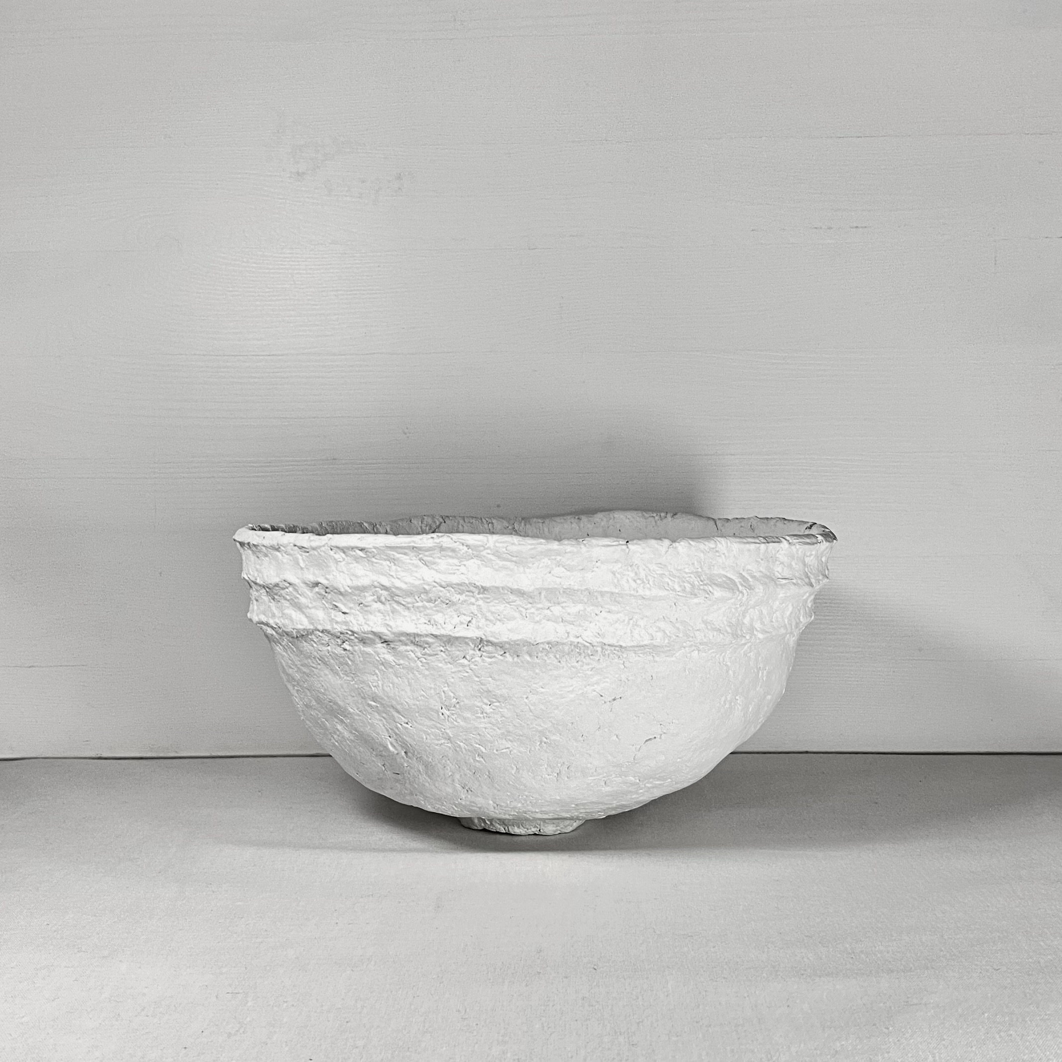 Rustic White Bowl Minimalist Stone-textured Vessel Eclectic Shelf Decor ...