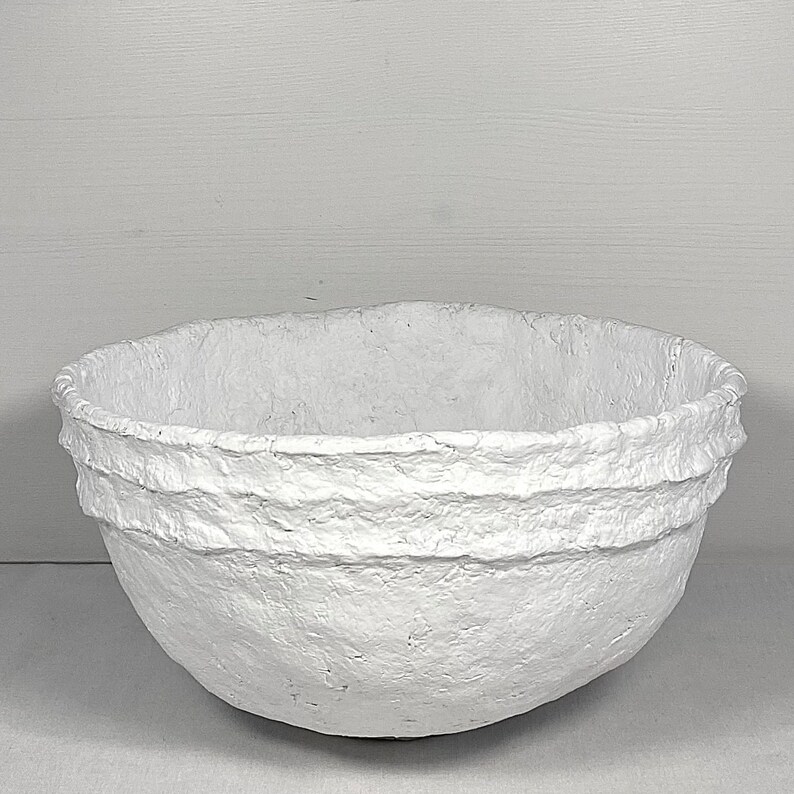 Rustic White Bowl Minimalist Stone-textured Vessel Eclectic Shelf Decor ...