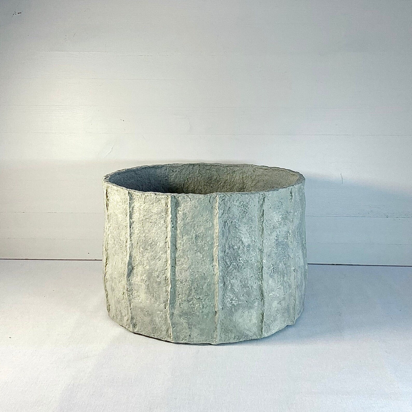 European Limestone-style Planter Rustic Stone-textured Greige Trough ...