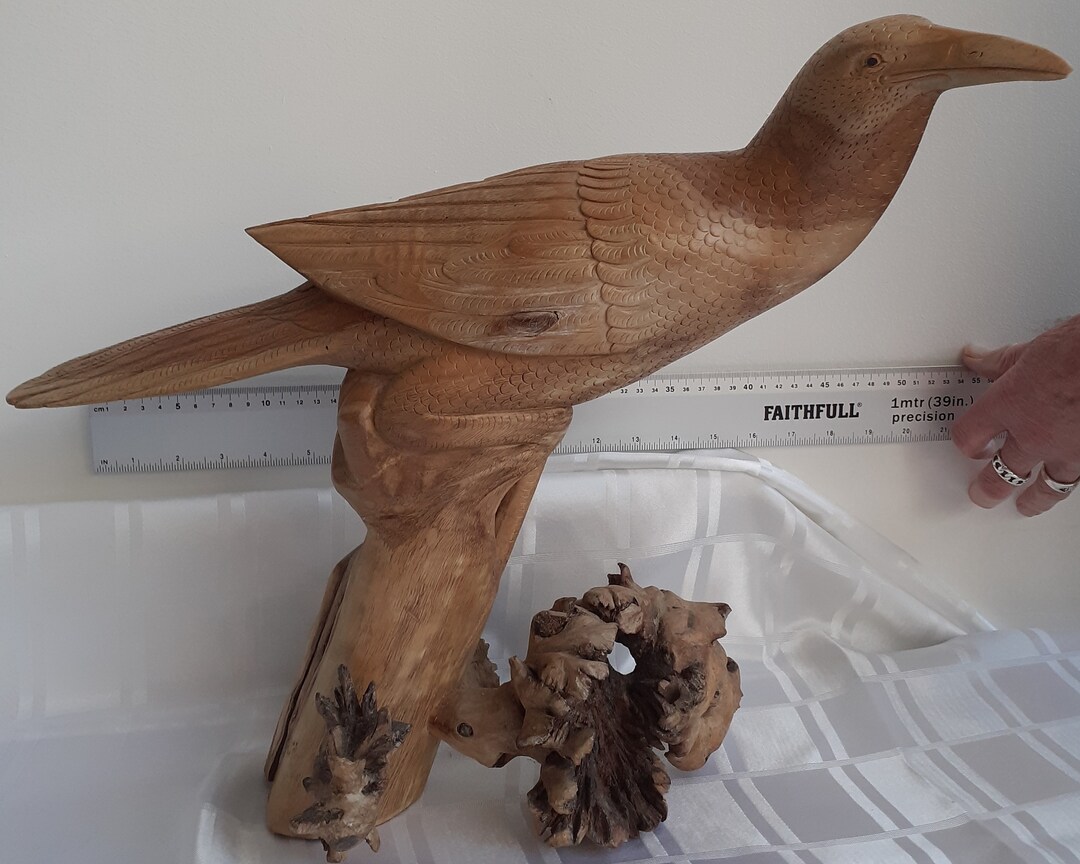 GIANT RAVEN, Wood Sculpture 50cm, Handmade - Etsy
