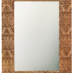 Large Aztec Design Carved Rectangular Wall Mirror - Etsy