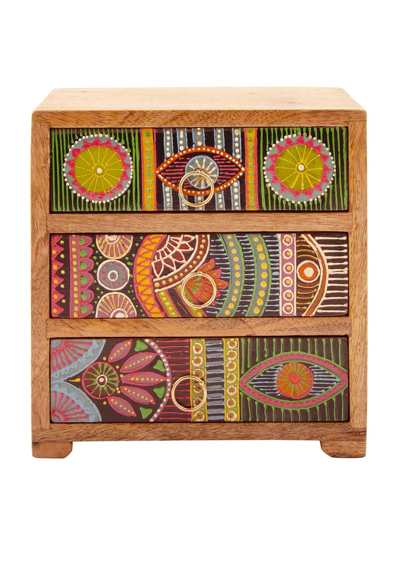 Sharifa African Hand Painted 3 Drawer Chest - Etsy