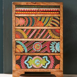 Sharifa African Hand Painted 5 Drawer Chest - Etsy